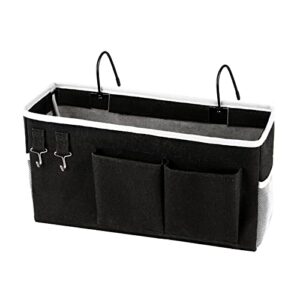 creproly bedside caddy/hanging storage bag for headboards bunk hospital beds dorm for storage books, keys, mobile phones (black)