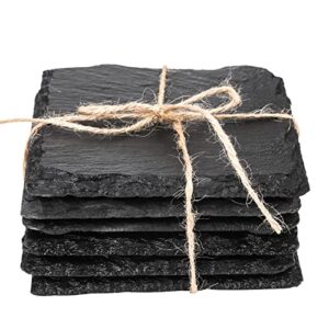 set of 6 coasters slate coasters with hemp rope drink coasters black stone