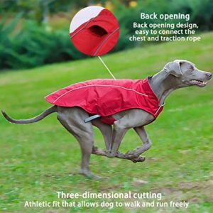 FamilyQL Dog Coat Water-Resistant Windproof with Reflective Trim Dog Jacket Warm Fleece Lined Anti-Tear Adjustable Outdoor Dog Clothes for Small Medium Large and Extra Large Dogs (Grey, Medium)