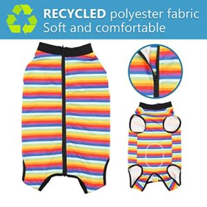 Etdane Recovery Suit for Dog Cat After Surgery Dog Surgical Recovery Onesie Female Male Pet Bodysuit Dog Cone Alternative Abdominal Wounds Protector Rainbow Stripe/X-Large