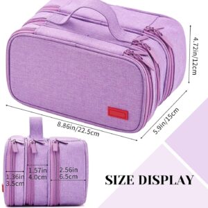 SAIVEN Large Capacity Pen Pencil Case Stationery Storage Large Handle Pen Pouch Bag 3 Layers Pen Pencil Organizer Bag with Double Zipper, Cosmetic Bag for Men Women Adults (Purple)