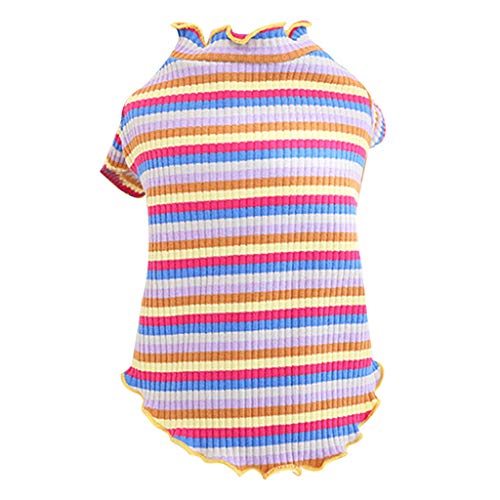 TTBDWiian Dog Pjs for Small Dogs Girl Rainbow Stripe Onesies Pet Clothes Pajamas Colorful Jumpsuit Lightweight Apparel