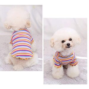 TTBDWiian Dog Pjs for Small Dogs Girl Rainbow Stripe Onesies Pet Clothes Pajamas Colorful Jumpsuit Lightweight Apparel