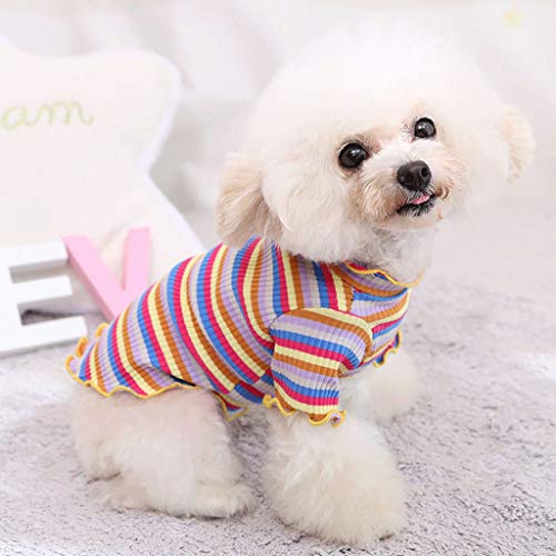 TTBDWiian Dog Pjs for Small Dogs Girl Rainbow Stripe Onesies Pet Clothes Pajamas Colorful Jumpsuit Lightweight Apparel