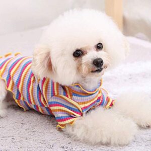 TTBDWiian Dog Pjs for Small Dogs Girl Rainbow Stripe Onesies Pet Clothes Pajamas Colorful Jumpsuit Lightweight Apparel