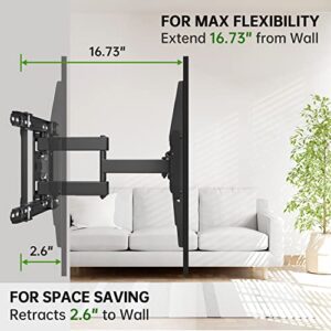 USX MOUNT Full Motion TV Wall Mount 42"-84" TVS, Fits 16" 18" or 24" Studs, Heavy Duty TV Mounts Bracket with Dual Articulating Arms Tilt Swivel Extension Max VESA 600x400mm, Weight Capacity 110lbs