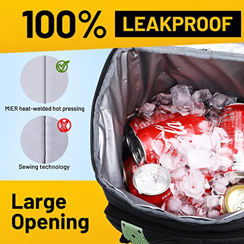 MIER Cooler Backpack Insulated Large Soft Coolers Bag, 30 Can Leakproof Ice Chest Lunch Backpacks for Men and Women for Beach Work Travel Picnic, Black