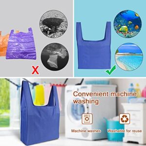 Baxrou 6 Pack Reusable Shopping Bags Foldable Machine Washable Grocery Tote with Long Handles 55LBS Large Capacity Eco-Friendly Durable Tote Bags Fits in Pocket Holds Waterproof & Lightweight