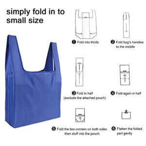 Baxrou 6 Pack Reusable Shopping Bags Foldable Machine Washable Grocery Tote with Long Handles 55LBS Large Capacity Eco-Friendly Durable Tote Bags Fits in Pocket Holds Waterproof & Lightweight