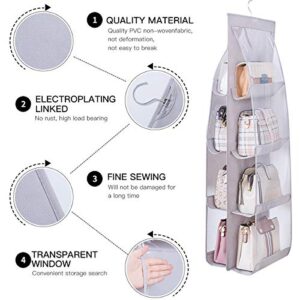 Wisdomcreate 2pcs 8 Pockets Hanging Purse Handbag Organizer Clear Hanging Shelf Bag Collection Storage (Pink*2)