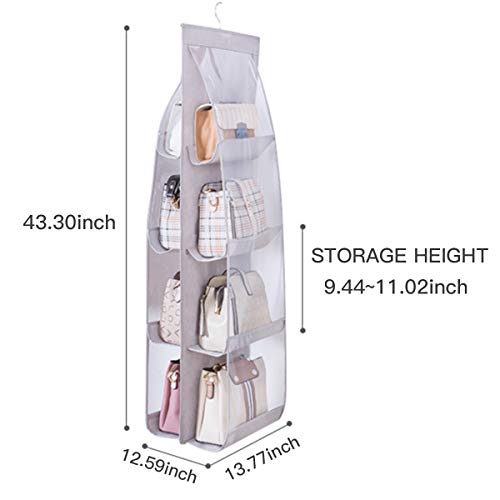 Wisdomcreate 2pcs 8 Pockets Hanging Purse Handbag Organizer Clear Hanging Shelf Bag Collection Storage (Pink*2)