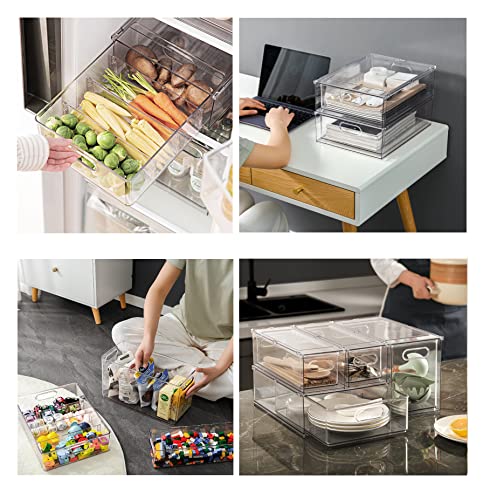 YouLike 1pack Stackable Refrigerator Organizer Bins with Pull-Out Drawer， Fridge Drawers Containers， Refrigerator, Freezer, Vanity & Fridge Organization and Storage