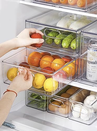 YouLike 1pack Stackable Refrigerator Organizer Bins with Pull-Out Drawer， Fridge Drawers Containers， Refrigerator, Freezer, Vanity & Fridge Organization and Storage