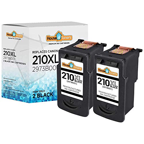 Houseoftoners Remanufactured Canon Pg-210XL Black Ink Cartridge Replacement, High Yield 210xl Ink Cartridge forPixma iP2700, iP2702, MP240, MP250, MP270, MP280, MP480, MP490, MP495-2 Pack (Black)