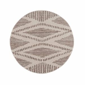 Tigris Collection Nikea Geometric Southwestern Farmhouse Living Room Bedroom Area Rug - Vintage Distressed - Boho Aztec Tribal Pattern - Ivory, Beige, Gray - 6'7" x 9'