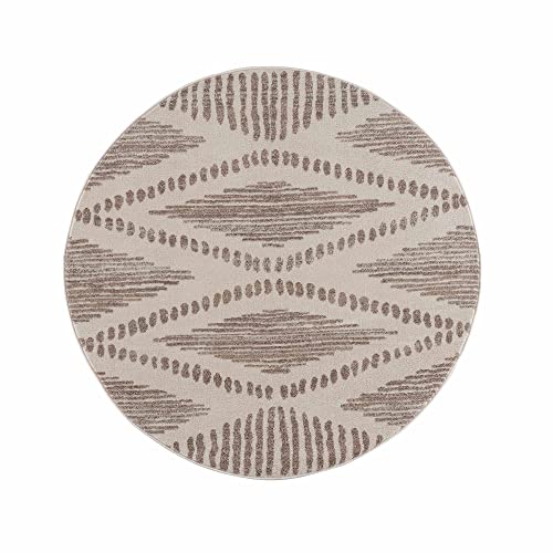 Tigris Collection Nikea Geometric Southwestern Farmhouse Living Room Bedroom Area Rug - Vintage Distressed - Boho Aztec Tribal Pattern - Ivory, Beige, Gray - 6'7" x 9'