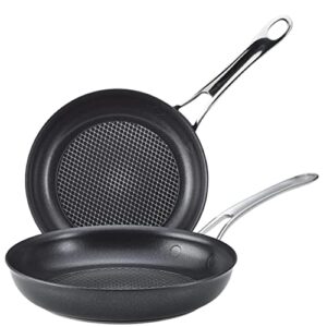 anolon x seartech aluminum nonstick cookware frying pan set, 2-piece, super dark gray