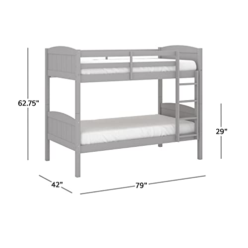 Hillsdale, Alexis Contemporary Wood Arch Twin Over Twin Size Bunk Bed, Gray