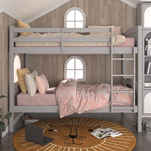 Hillsdale, Alexis Contemporary Wood Arch Twin Over Twin Size Bunk Bed, Gray