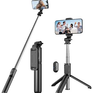 Selfie Stick Tripod with Detachable Wireless Remote, 4 in 1 Extendable Portable Selfie Stick & Phone Tripod Stand Compatible with Gopro, iPhone/Samsung/Huawei, etc.