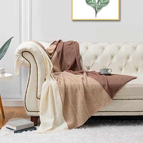 JXshelwen Throw Blanket for Couch, Soft Throw Blanket, Big,Cozy Cable Knitted Blanket for Bed,50x60 Inches Throws Blankets for Sofa, All Seasons Warm Knitted Throw Blanket