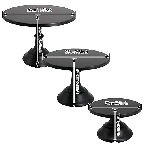 Set of 3 Pieces Black Iron Cake Stands 12" 10" 8" Cake Holder Dessert Display Plate Serving Tray for Baby Shower Wedding Birthday Party Halloween Family Party (Style A)