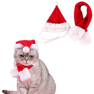 orgrimmar cat santa hat with scarf pet christmas costume set pet christmas outfit xmas clothes for small cats&dogs