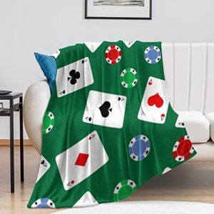 Fleece Blanket Poker Chips Flannel Blanket Print Plush Blanket Super Soft Throw Blanket for Bedroom Office 50"x60"