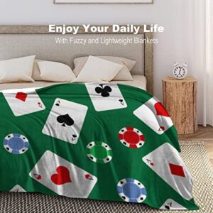 Fleece Blanket Poker Chips Flannel Blanket Print Plush Blanket Super Soft Throw Blanket for Bedroom Office 50"x60"