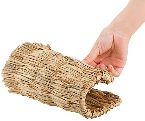 Yesland Woven Bed Mat for Rabbits - Set of 12 - Grass Mat Bunny Bedding Nest with Small Animals Play Balls Rolling Chew Toys for Guinea Pig Chinchilla Squirrel Hamster Cat Dog and Small Animal