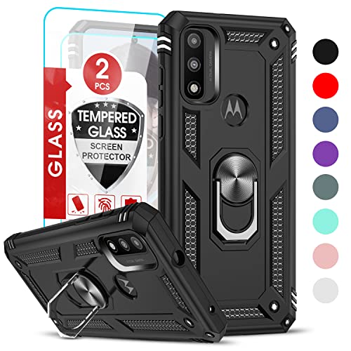 LeYi for Moto G-Play-2023-Case: Moto G Pure Case/G Power 2022 Case with 2 Pcs Screen Protector, Military-Grade Phone Case with Magnetic Stand for Motorola G Pure/G Play 2023/G Power 2022, Black