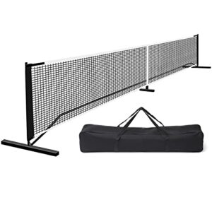 dulce dom pickleball nets portable outdoor, 22 ft pickleball net usapa regulation size, pickle ball game net system with carrying bag for driveway backyards