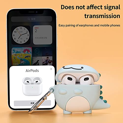 Ahnspiceo Cover, 3D Cute Funny Anime Characters Design Case Compatible with AirPods 3rd Generation Case 2021,for Women Men (Cute Dinosaur)