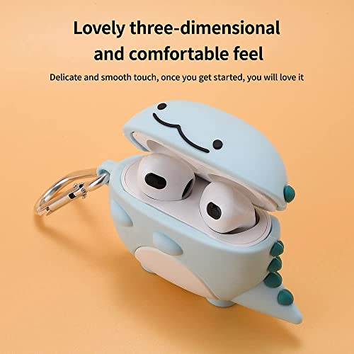 Ahnspiceo Cover, 3D Cute Funny Anime Characters Design Case Compatible with AirPods 3rd Generation Case 2021,for Women Men (Cute Dinosaur)