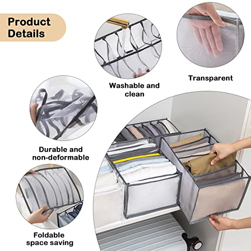 TIGARI Wardrobe Clothes Organizer, Closet Organizers And Storage Baskets, Mesh Clothes Storage Organizer for Thin Jeans, T-shirts, Underwear, Socks, Scarves, Leggings, Skirts (Gray)