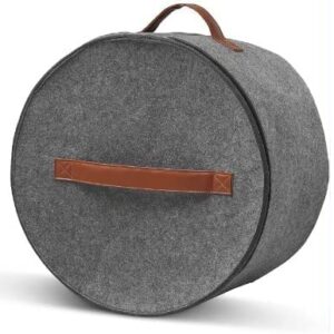 Hat Storage Box With Dust Lid, Felt Round Foldable Hat organizer Family Travel Storage Box (M)