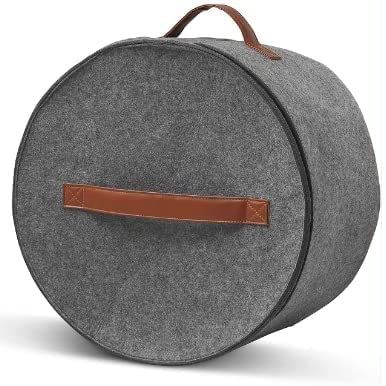 Hat Storage Box With Dust Lid, Felt Round Foldable Hat organizer Family Travel Storage Box (M)