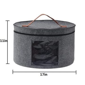 Hat Storage Box With Dust Lid, Felt Round Foldable Hat organizer Family Travel Storage Box (M)