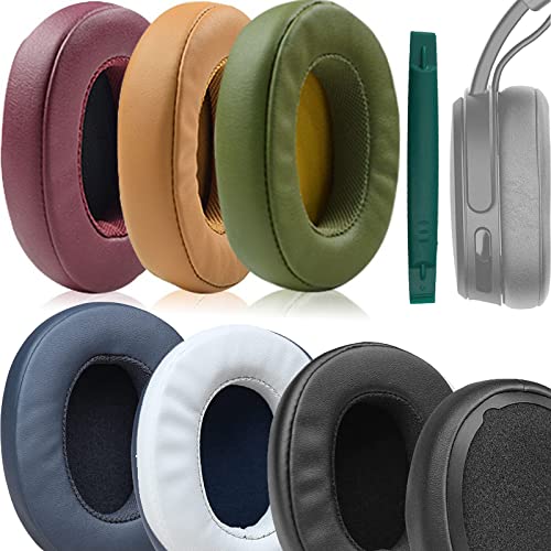 Rplacement Ear Pads Compatible with Skullcandy Crusher Wireless Crusher Evo Crusher ANC Hesh 3 Headphones Ear Cushions Headset Earpad Ear Cups Leather (White)