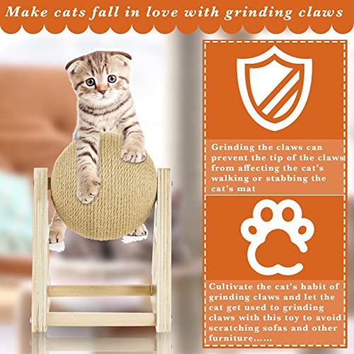 Cat Scratcher Ball Wood Sisal Cat Scratcher Toy Cats Scratcher Orb Scratcher for Indoor Kittens and Cats Nails Interactive Solid Wood Pet Toy Cat Exercise Fun Toy Protect Your Furniture (Small)