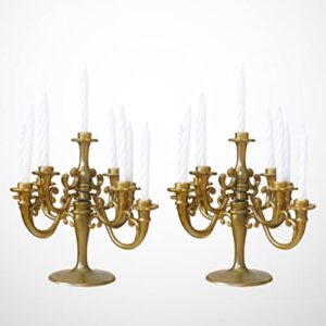 Generic 2pcs Candelabra Birthday Candles Golden Cake Candle Holders Gorgeous Wedding Cupcake Decor Unique Cake Picks 9R5151BP6DDH17J 10X10X18cm