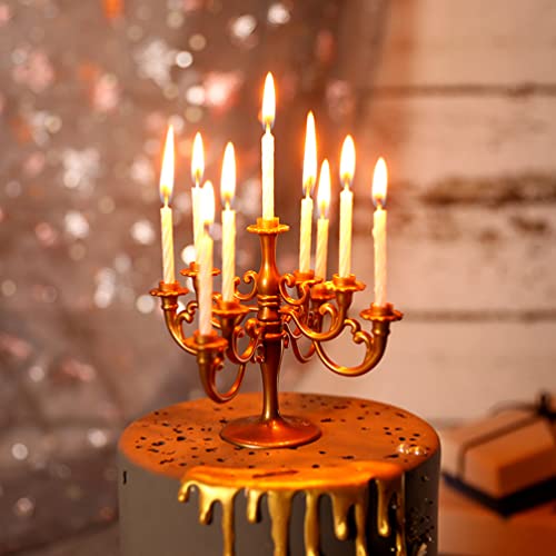 Generic 2pcs Candelabra Birthday Candles Golden Cake Candle Holders Gorgeous Wedding Cupcake Decor Unique Cake Picks 9R5151BP6DDH17J 10X10X18cm