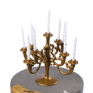 Generic 2pcs Candelabra Birthday Candles Golden Cake Candle Holders Gorgeous Wedding Cupcake Decor Unique Cake Picks 9R5151BP6DDH17J 10X10X18cm