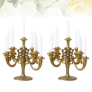 Generic 2pcs Candelabra Birthday Candles Golden Cake Candle Holders Gorgeous Wedding Cupcake Decor Unique Cake Picks 9R5151BP6DDH17J 10X10X18cm