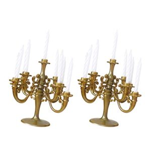 Generic 2pcs Candelabra Birthday Candles Golden Cake Candle Holders Gorgeous Wedding Cupcake Decor Unique Cake Picks 9R5151BP6DDH17J 10X10X18cm