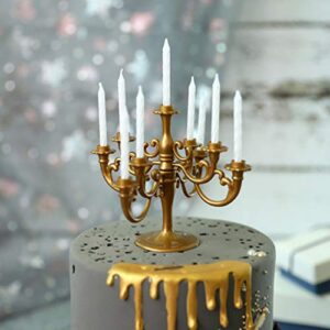 Generic 2pcs Candelabra Birthday Candles Golden Cake Candle Holders Gorgeous Wedding Cupcake Decor Unique Cake Picks 9R5151BP6DDH17J 10X10X18cm