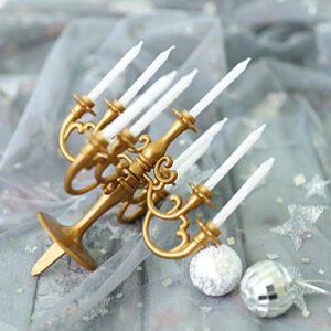 Generic 2pcs Candelabra Birthday Candles Golden Cake Candle Holders Gorgeous Wedding Cupcake Decor Unique Cake Picks 9R5151BP6DDH17J 10X10X18cm