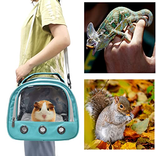 Small Animal Carrier Bag - Portable Hamster Carrier Outgoing Travel Pouch, Breathable & Perspective, Perfect for Parrots Ferret Hedgehog Squirrel Chinchilla Sugar Glider (Green)