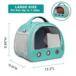 Small Animal Carrier Bag - Portable Hamster Carrier Outgoing Travel Pouch, Breathable & Perspective, Perfect for Parrots Ferret Hedgehog Squirrel Chinchilla Sugar Glider (Green)