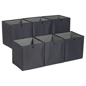 Amazon Basics Collapsible Fabric Storage Cube Organizer Bins - Pack of 6, Black/White Signs, 13x15x13"